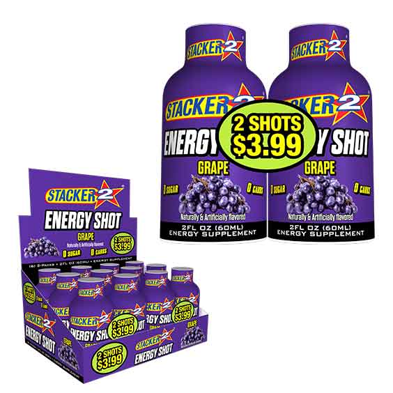 Grape Stacker2 Energy Shots 4x3 Display - Wholesale