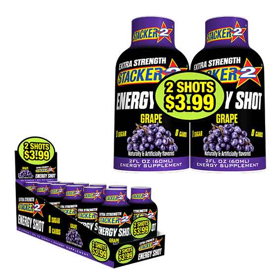 Stacker 2 Extra Strength (Grape) 2 for $3.99 shot Bottles