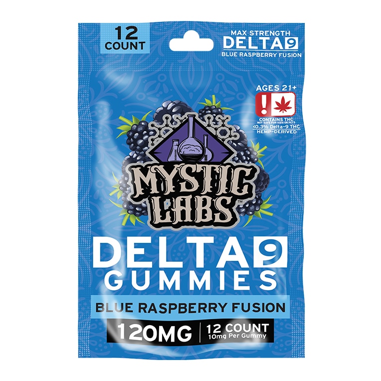 Mystic Labs 120mg Delta-9 Blue Raspberry Gummies 12-pack - Wholesale