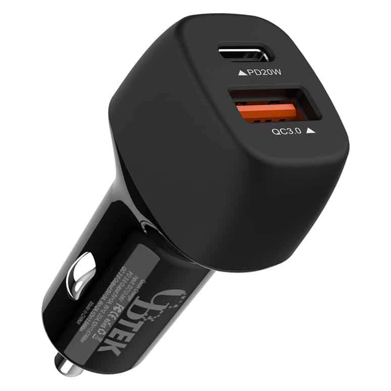 CBTEK Dual Port Type-C and USB Car Charger