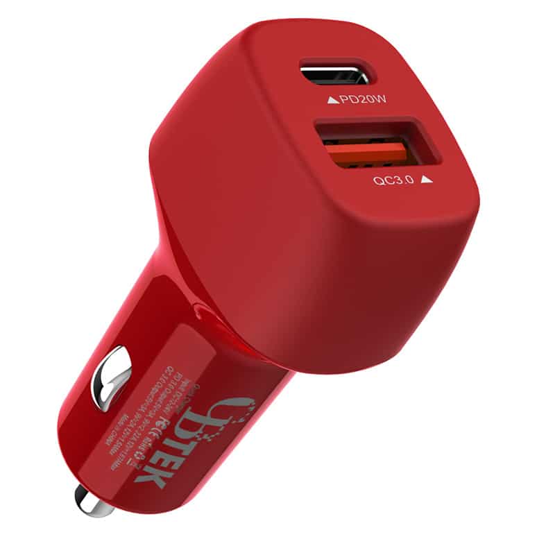 CBTEK Dual Port Type-C and USB Car Charger