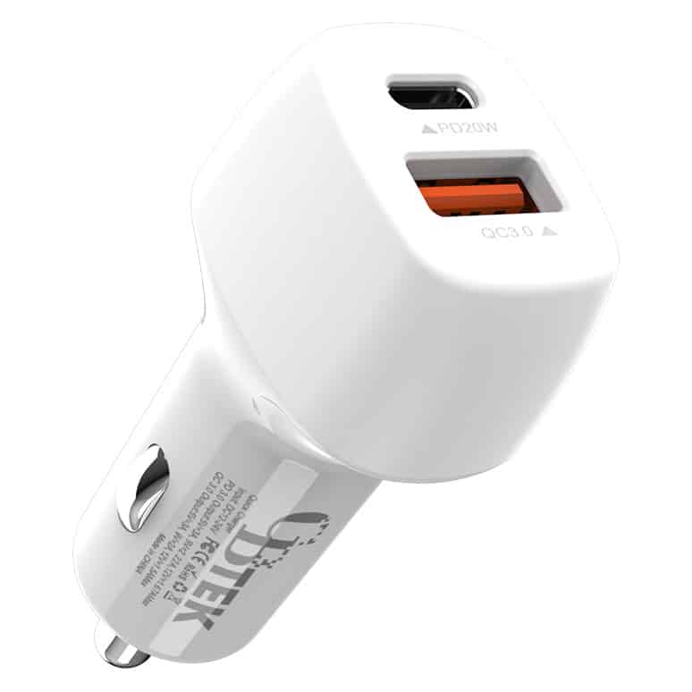 CBTEK Dual Port Type-C and USB Car Charger