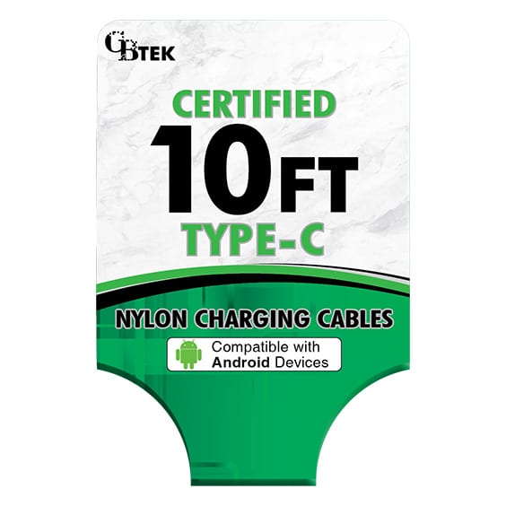 CBTEK Type-C 10-Foot Nylon Hanging Cables - CB Distributors, Inc.